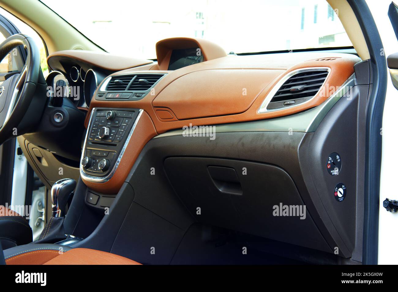 Steering wheel and front panel of luxury SUV Opel Mokka Stock Photo - Alamy
