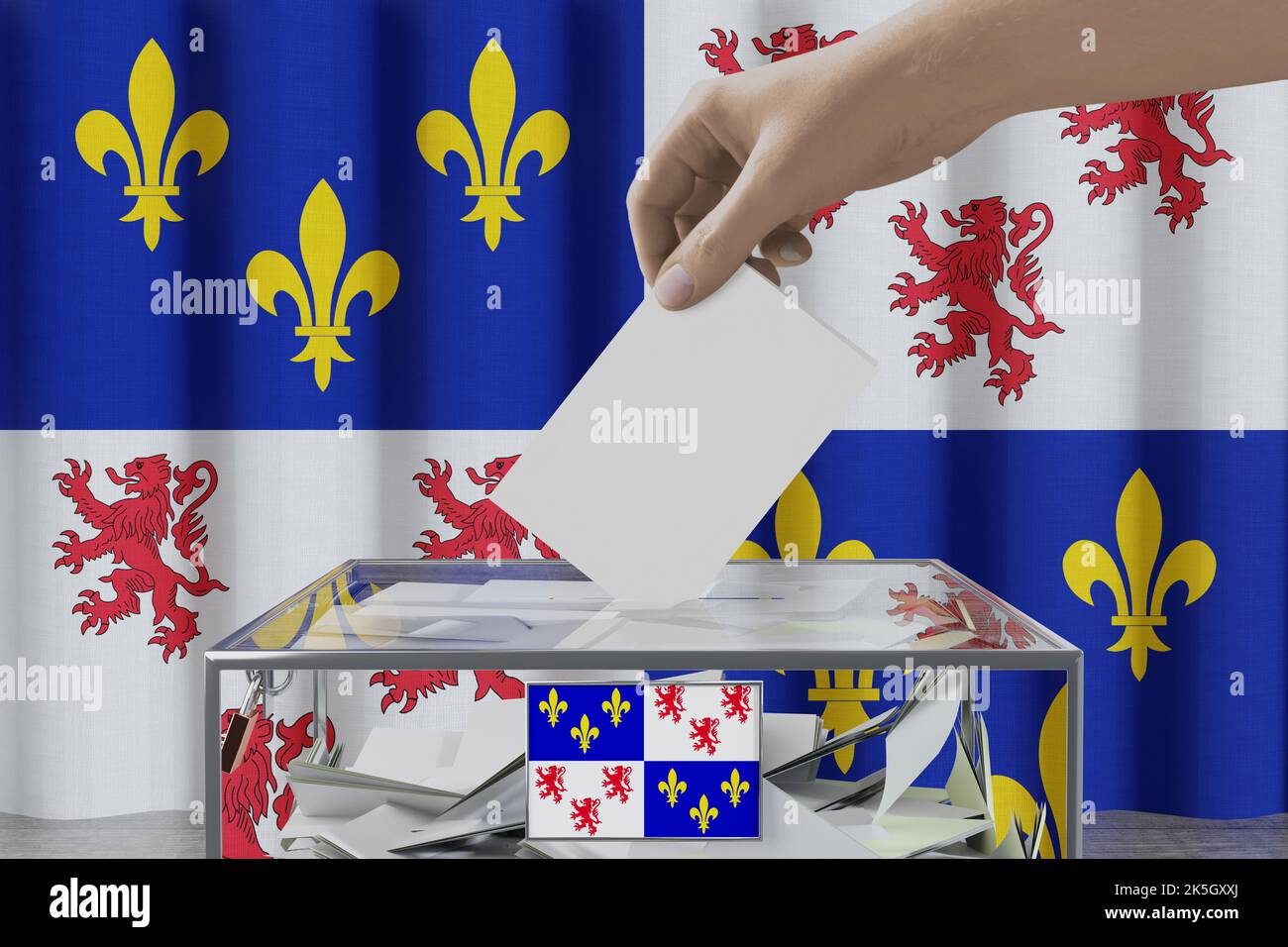 Picardie flag, hand dropping ballot card into a box - voting/ election ...