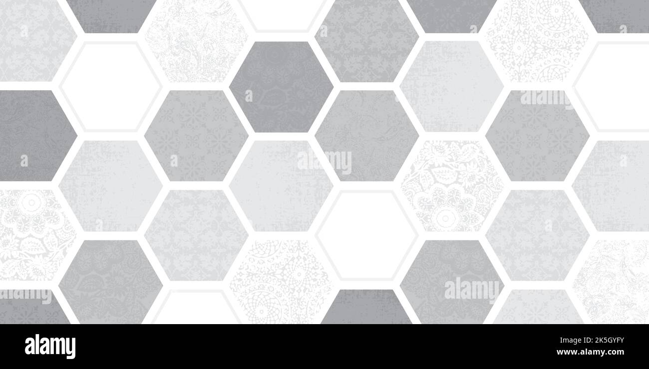 An abstract hexagonal background design, in a cut paper style with ...
