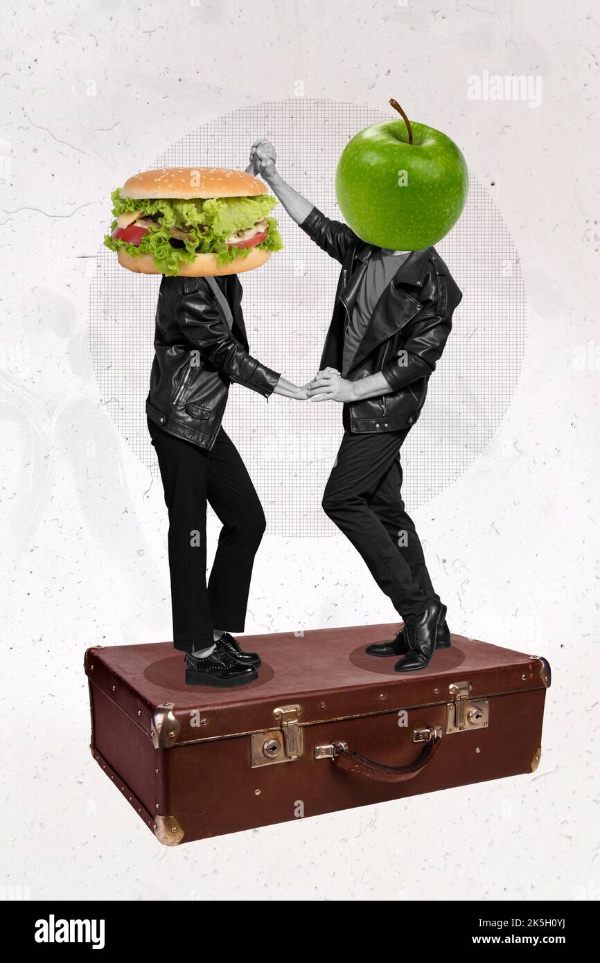 Composite collage picture image of dancing together man woman green ...