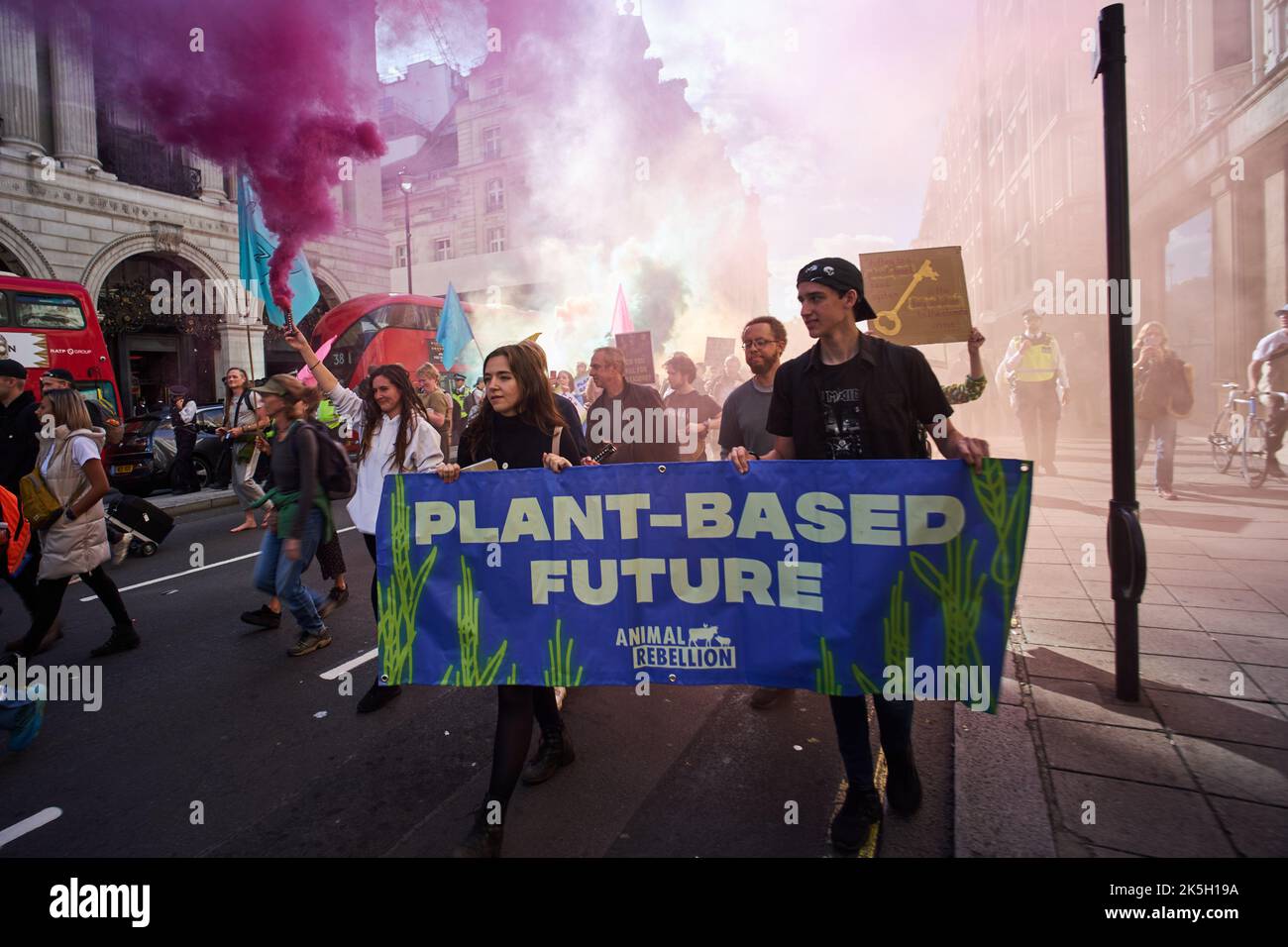 London, UK. 8th Oct 2022. Animal Rebellion activists marched through ...