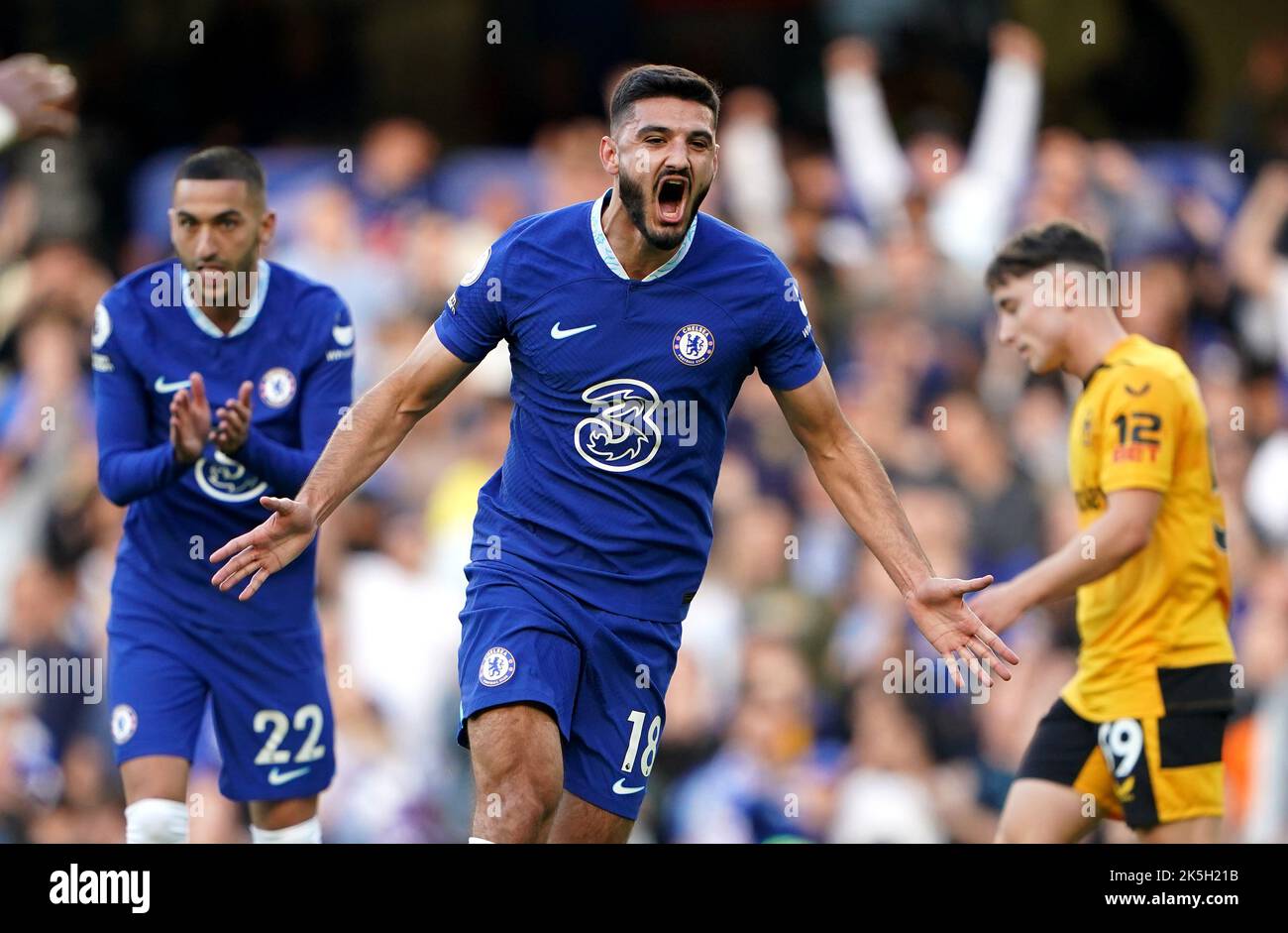 Chelsea's Armando Broja celebrates scoring their side's third goal of ...