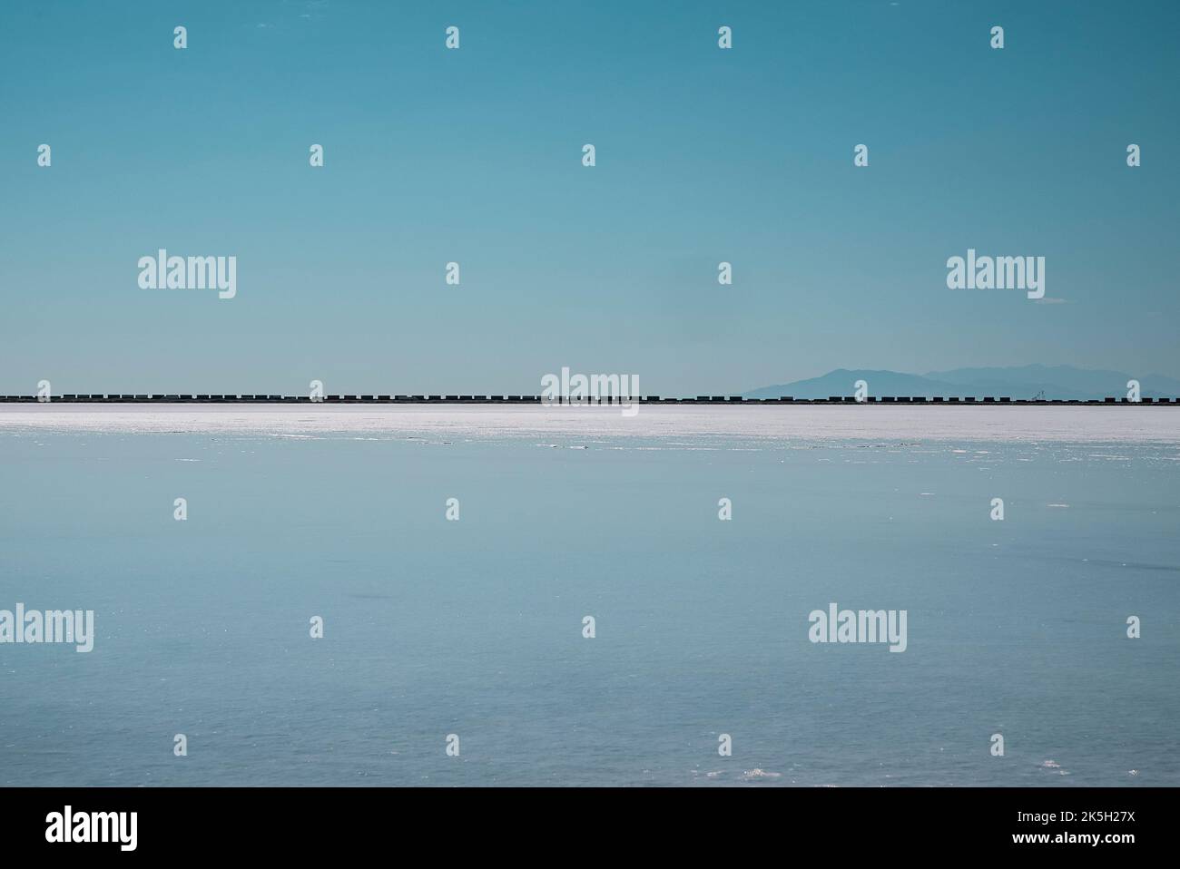 Picturesque scenery of Bonneville salt flat with clear sky in ...