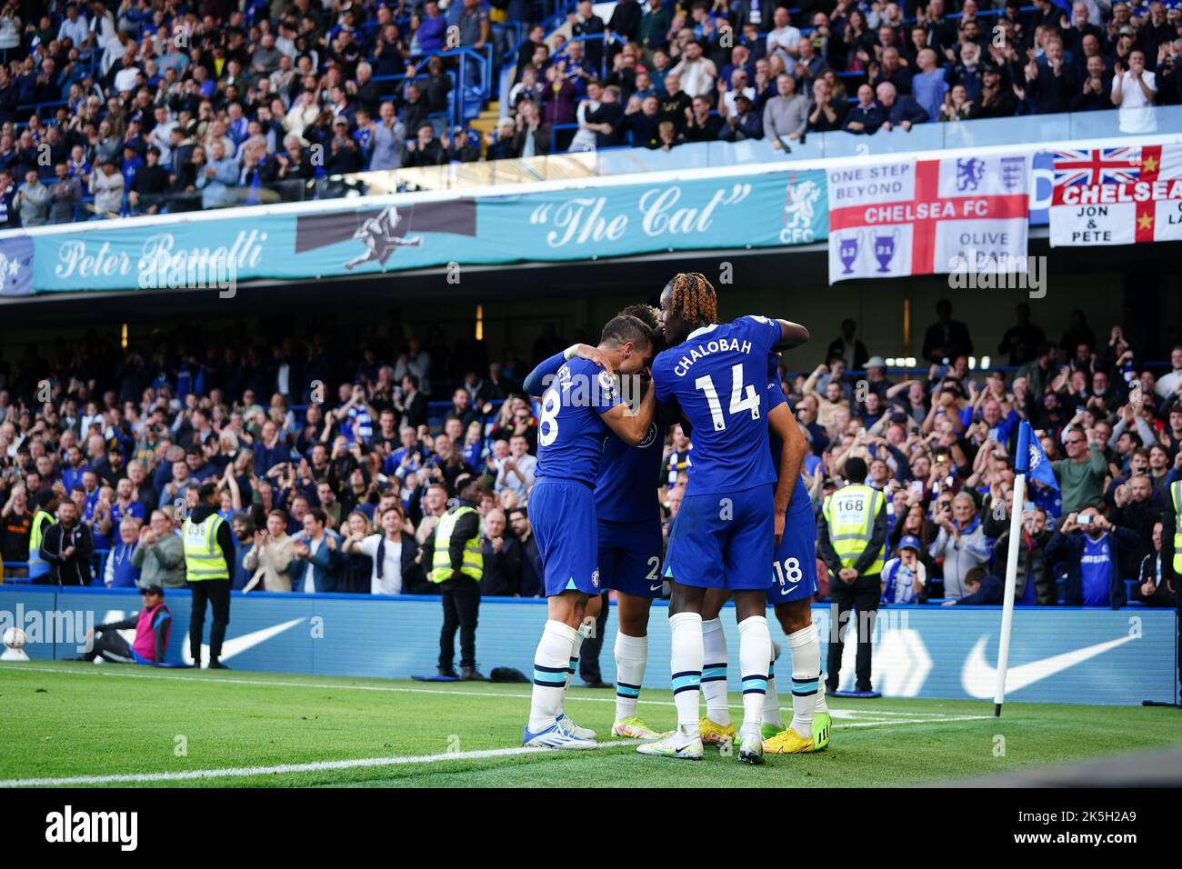 Chelsea's Armando Broja celebrates scoring their side's third goal of ...