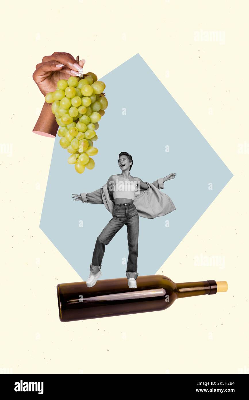 Photo cartoon comics sketch picture of happy smiling lady flying glass ...