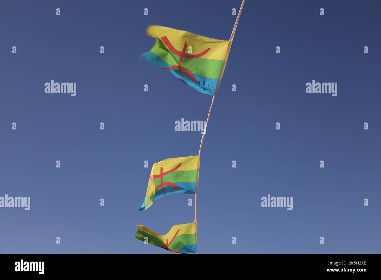 Amazigh flags seen in the mountainous city of Yafran Stock Photo - Alamy