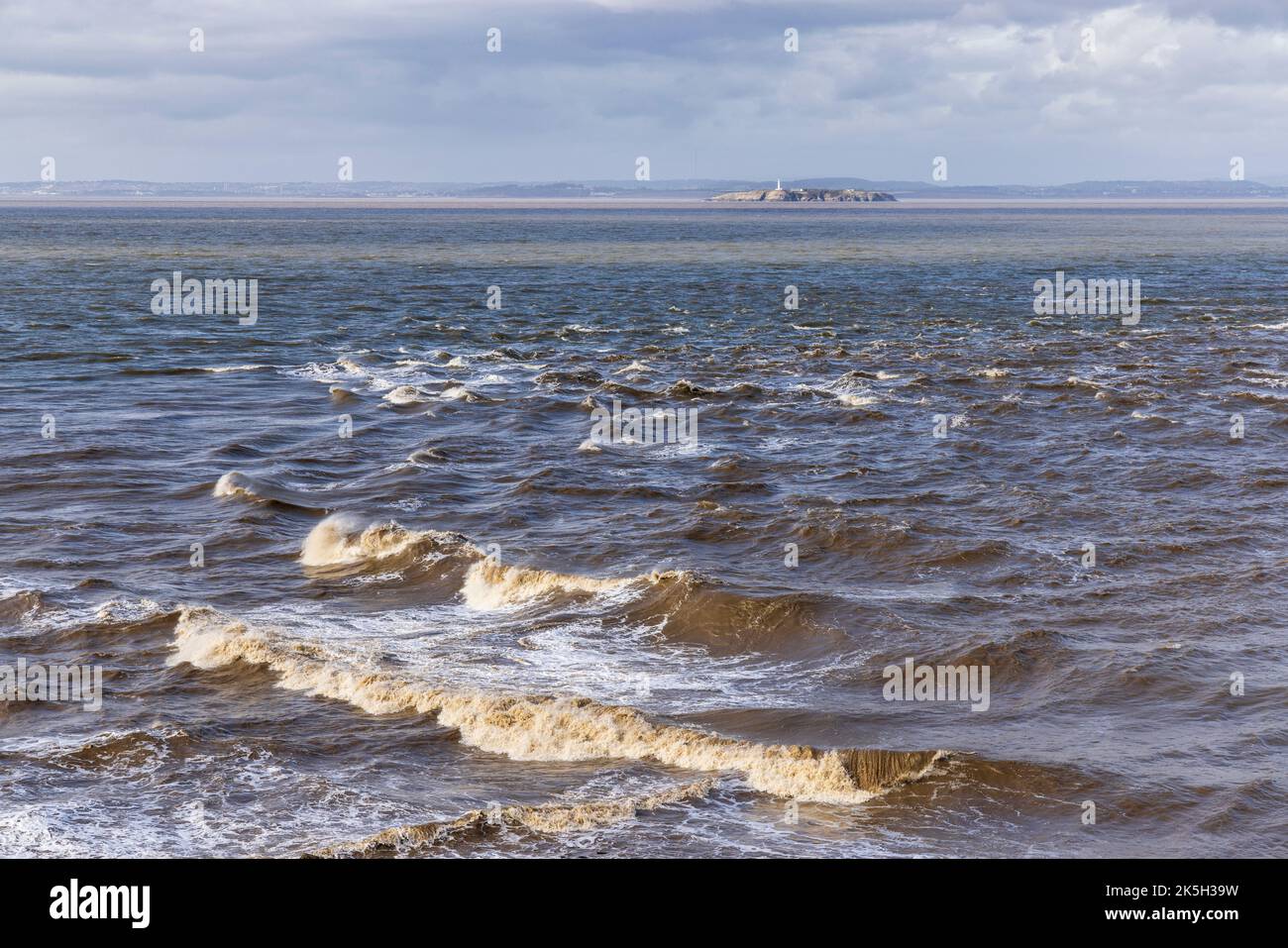 The turbulent waters of the Bristol Channel from Brean Down with ...