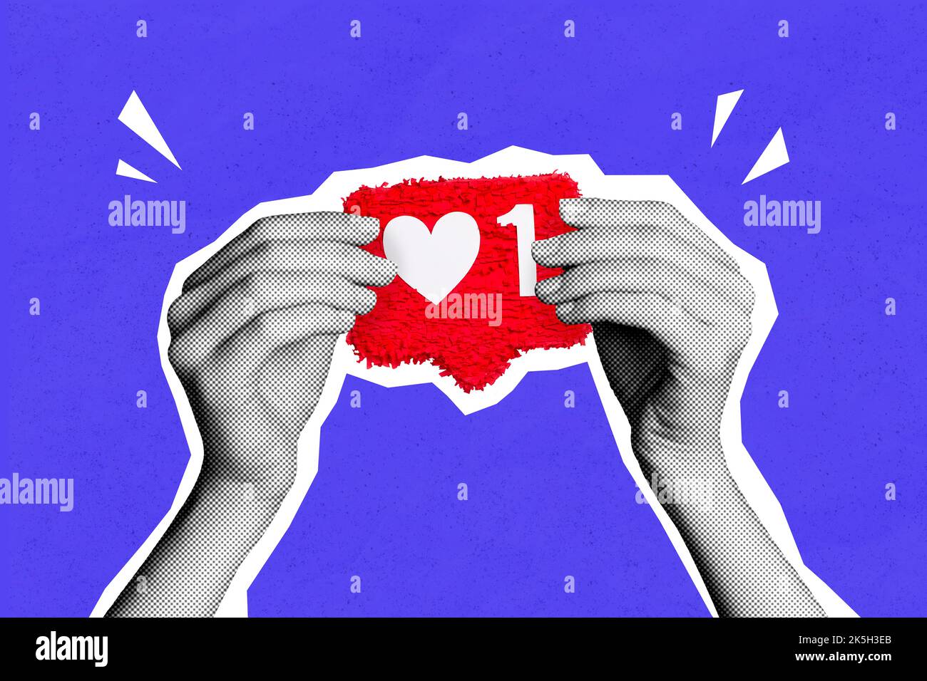 Creative photo 3d collage poster postcard artwork of two arm person ...