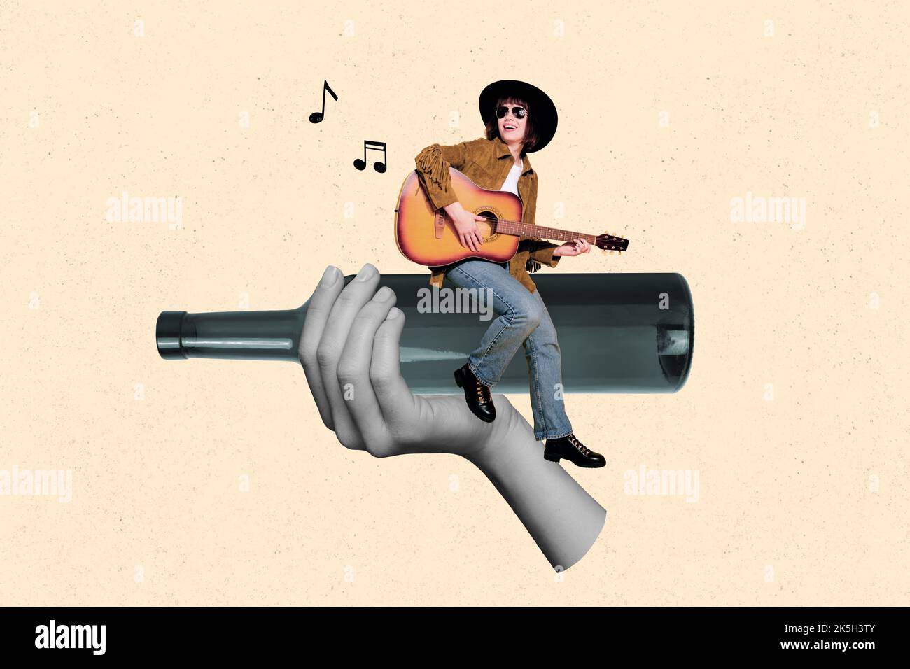 Creative photo 3d collage poster postcard artwork of funny funky young ...