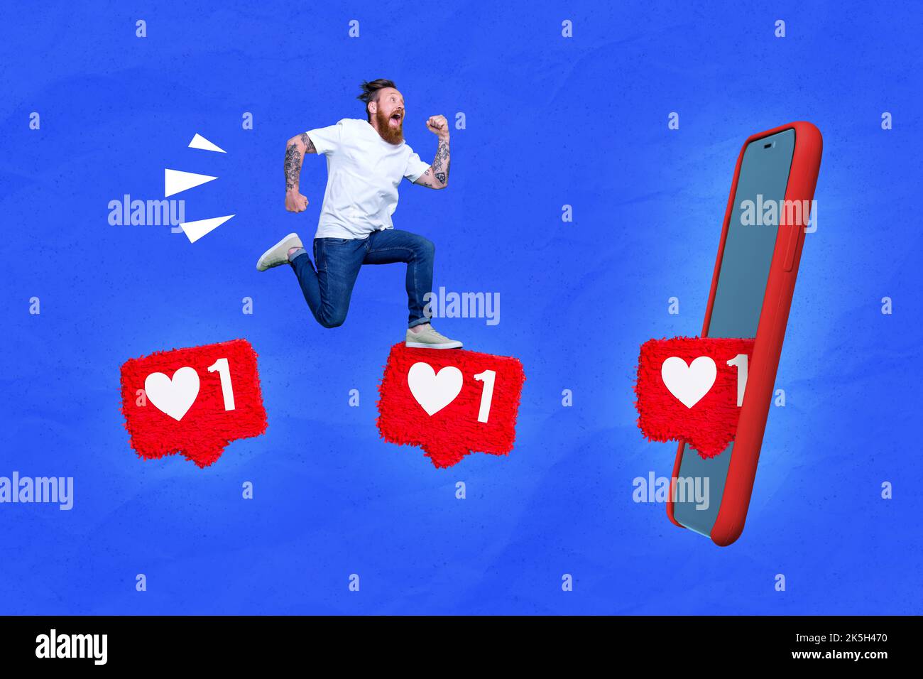 Creative photo 3d collage poster postcard artwork of overjoyed person ...