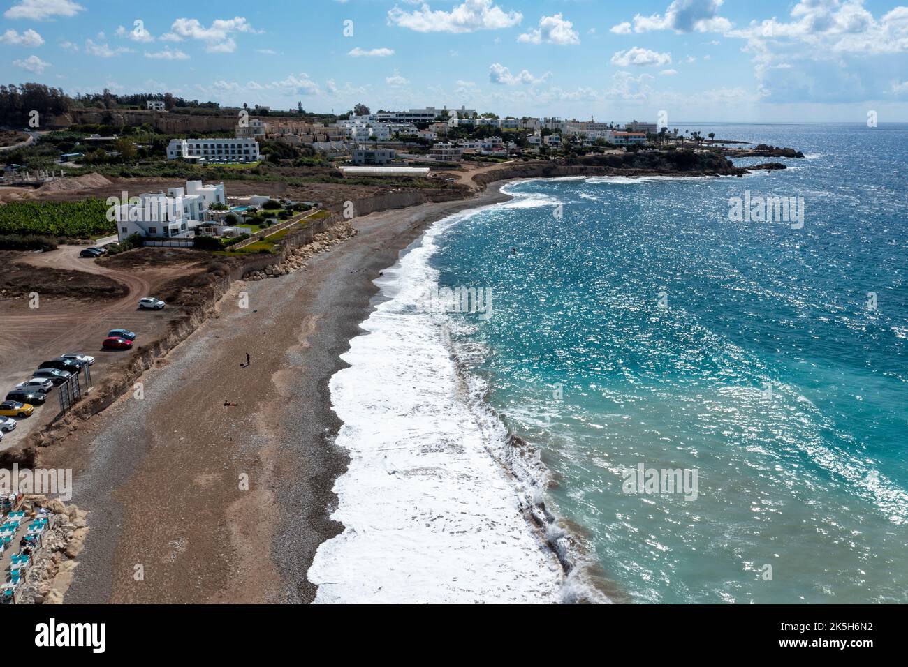 Aerial view of Potima Beach, Paphos district, Republic of Cyprus Stock ...