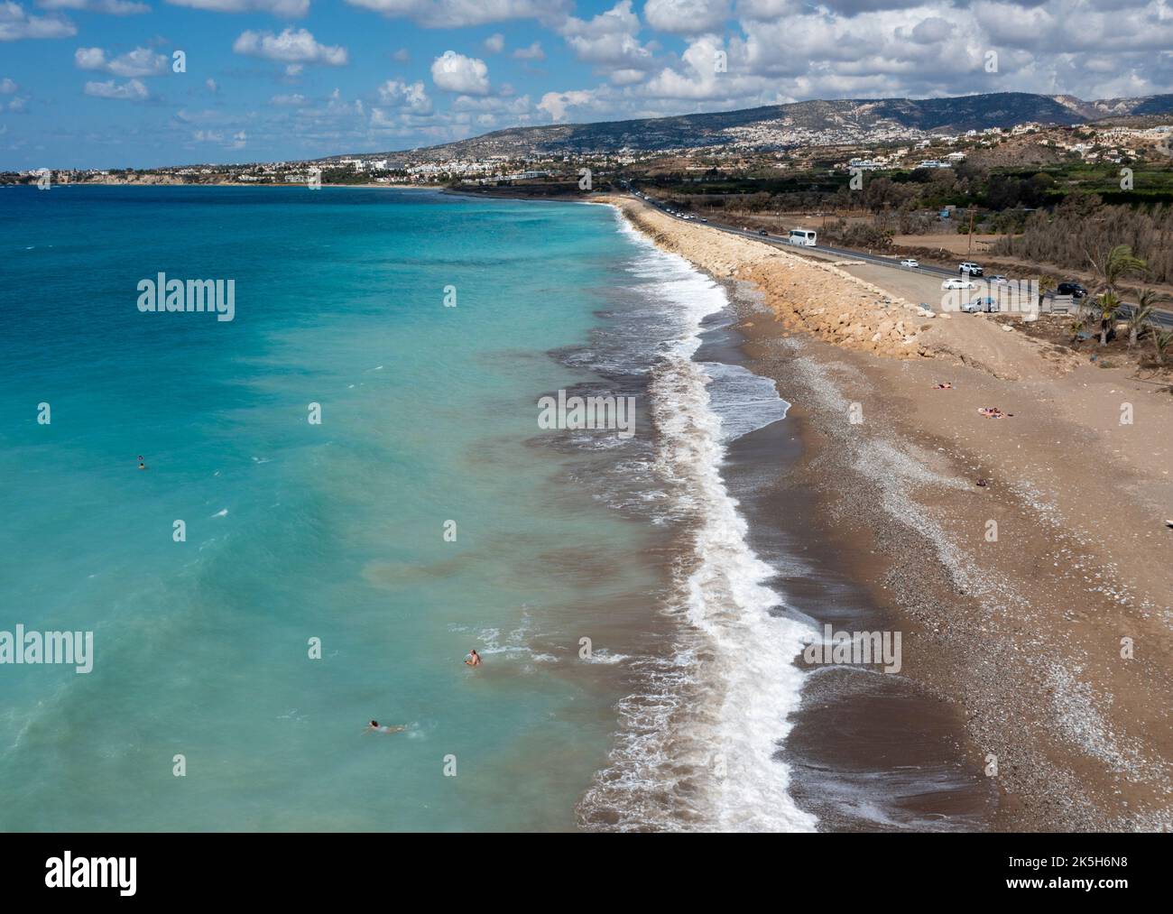 Aerial view of Potima Beach, Paphos district, Republic of Cyprus Stock ...