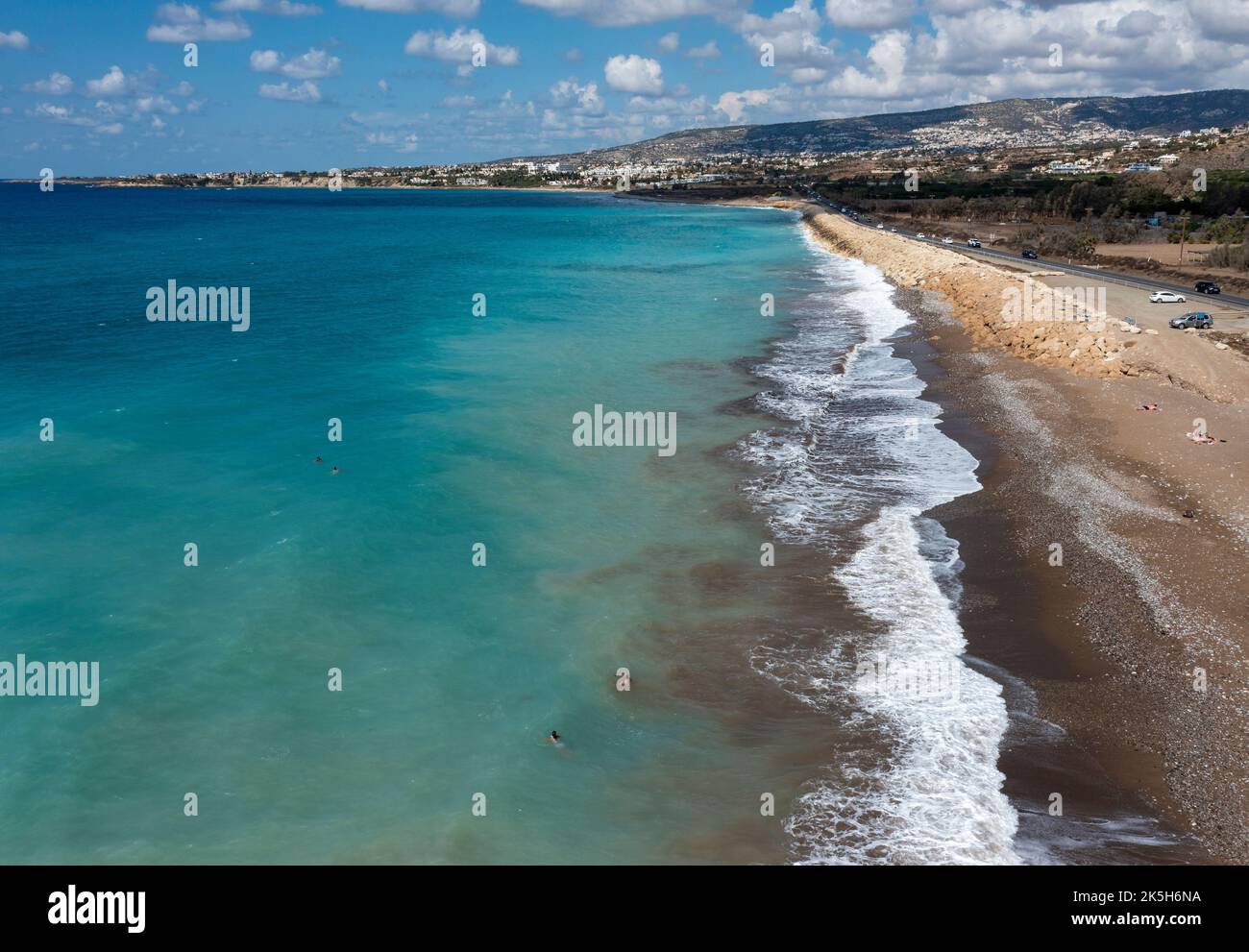 Aerial view of Potima Beach, Paphos district, Republic of Cyprus Stock ...