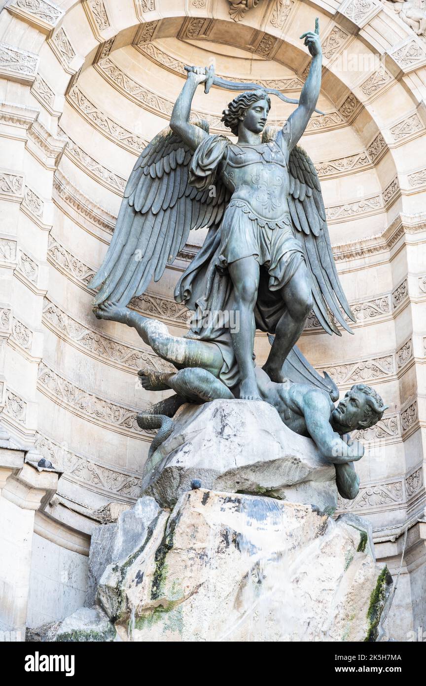 The Fontaine Saint-Michel located in Place Saint-Michel in the 6th ...
