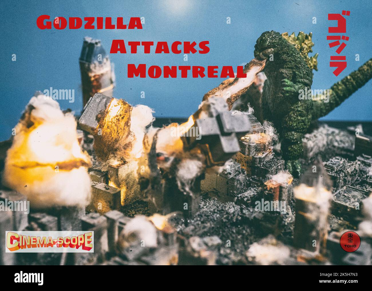Godzilla attacks Montreal City Stock Photo - Alamy