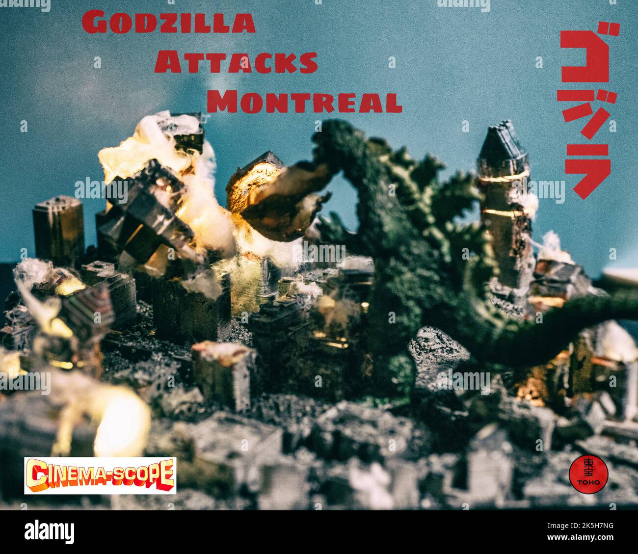 Godzilla attacks Montreal City Stock Photo - Alamy