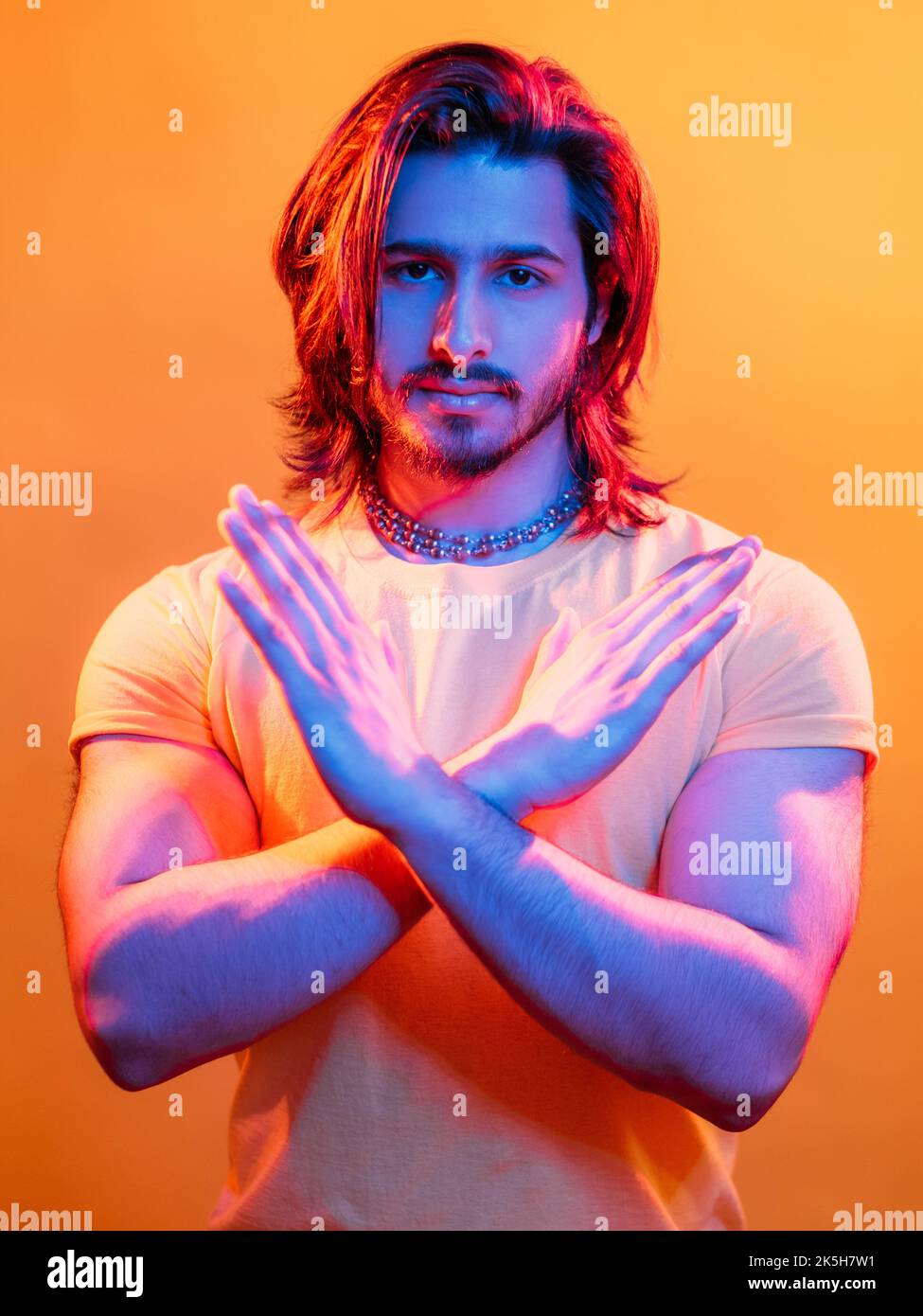 Fashion model showing stop hi-res stock photography and images - Alamy