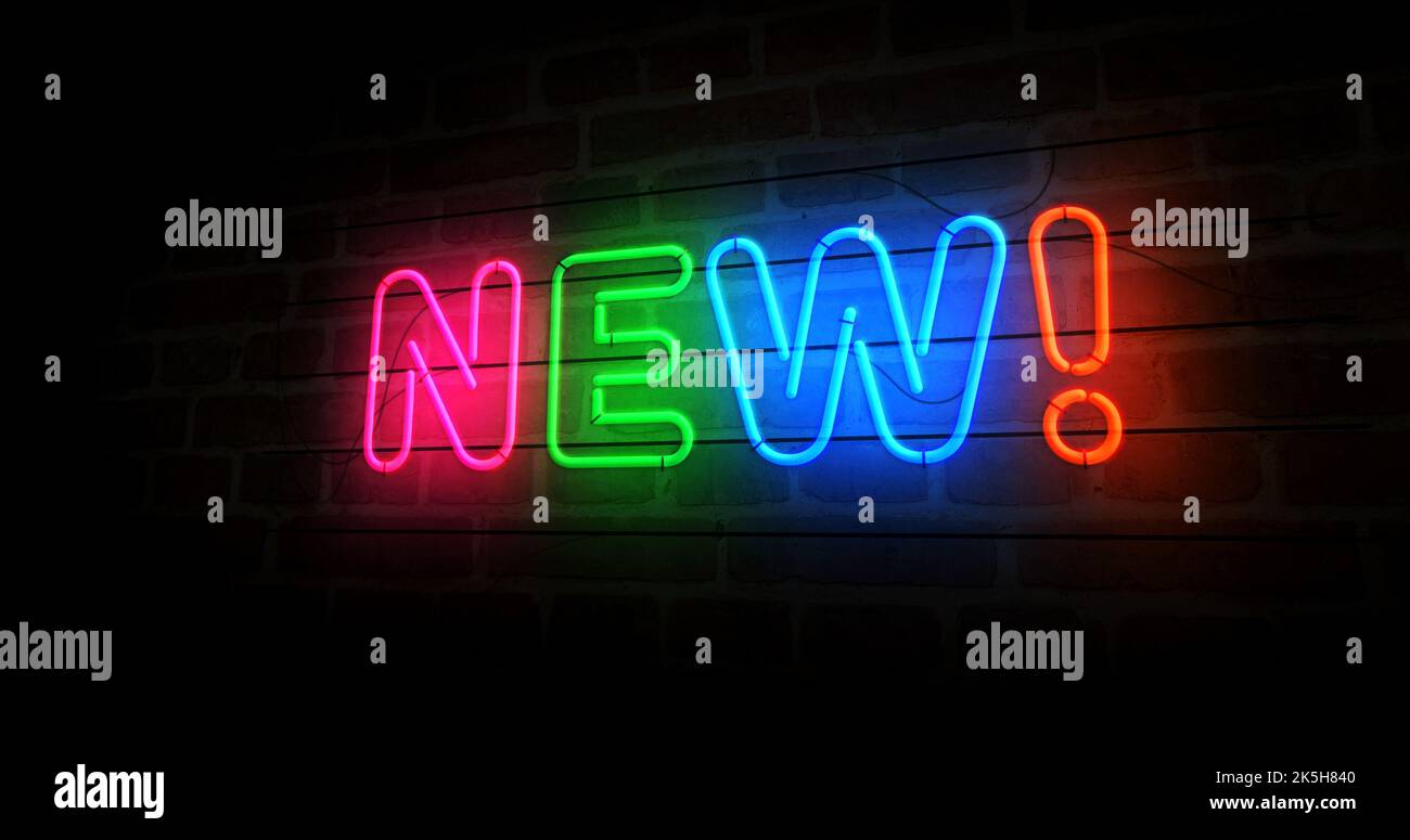 New neon symbol. Retro style of innovation, promotion, idea and product ...