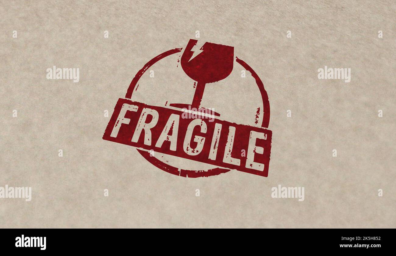 Fragile stamp icons in few color versions. Careful shipping and handle ...