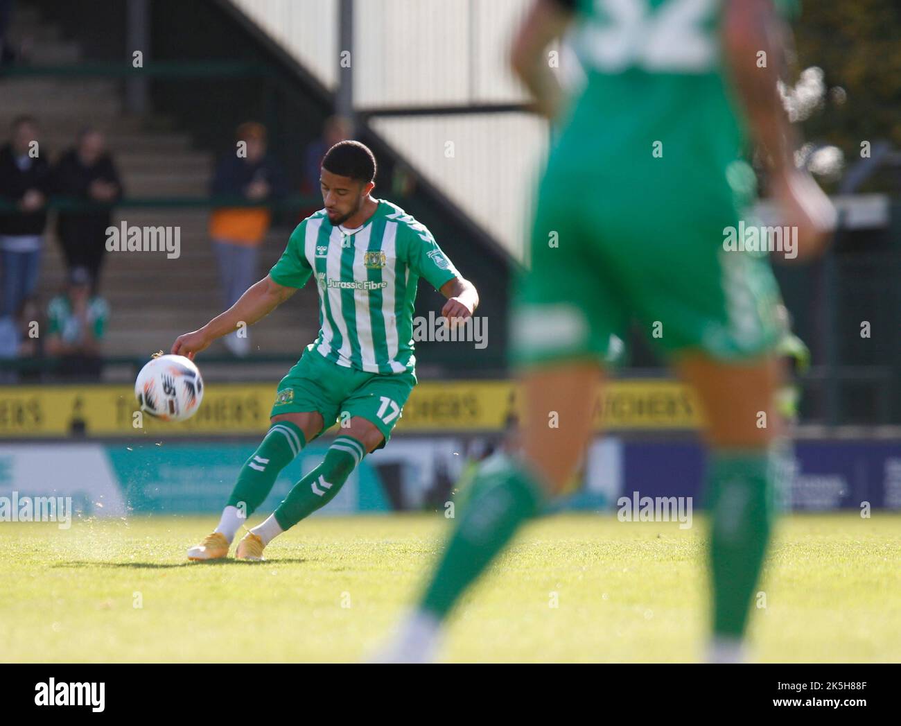 Yeovil's Chiori Johnson clears the ball forward ...