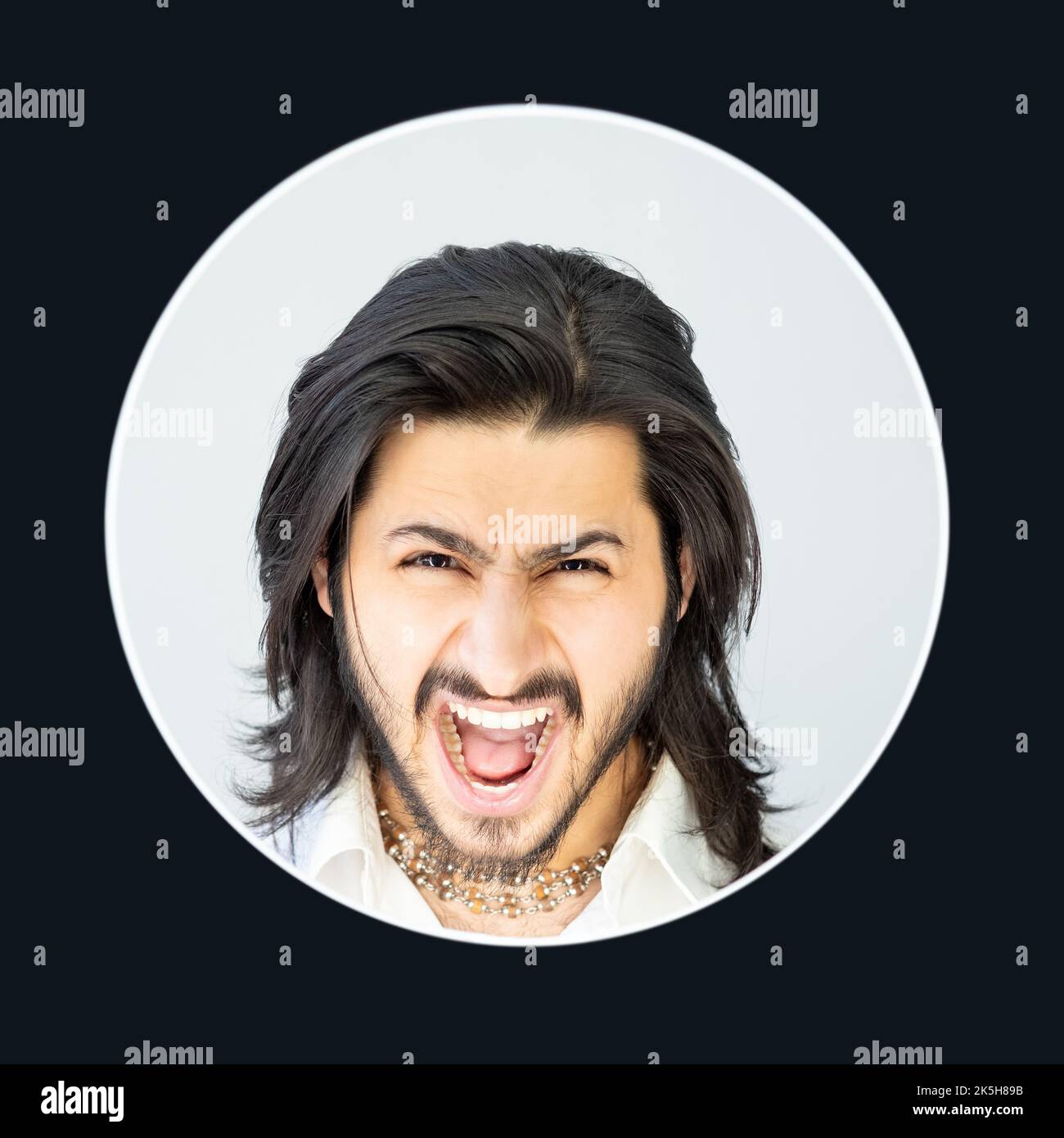 Screaming man. Aggression rage. Overwhelming anger. Destructive emotion ...