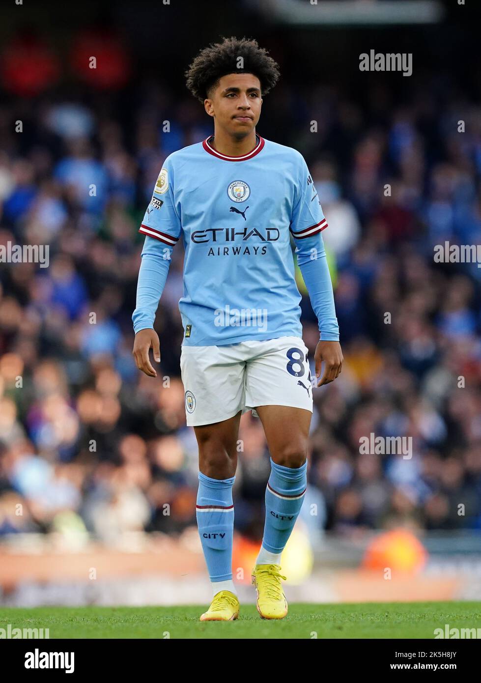 Manchester City's Rico Lewis during the Premier League match at Etihad ...