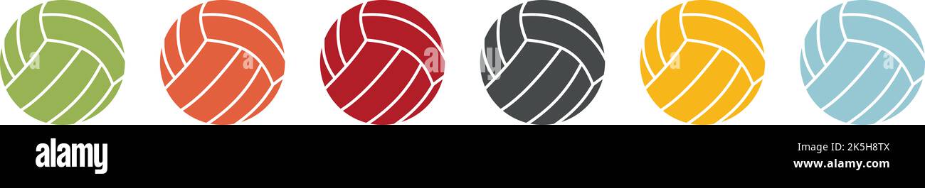 Group of coloured volleyball icons Stock Photo - Alamy