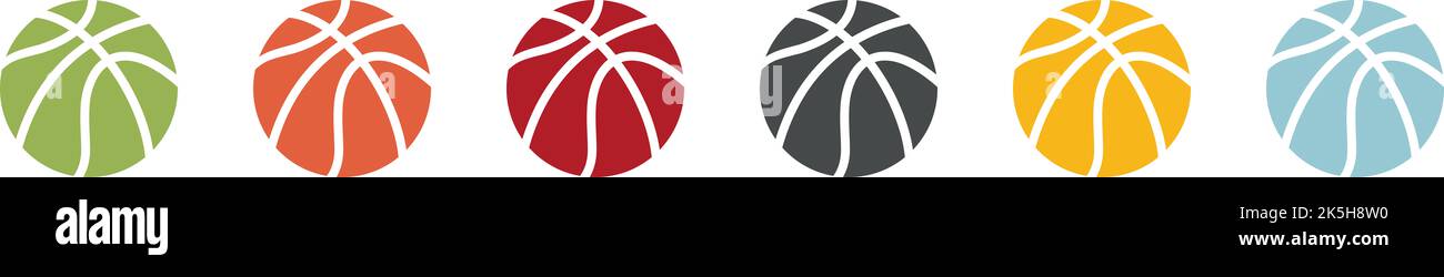Group of coloured basketball sport icons Stock Photo - Alamy