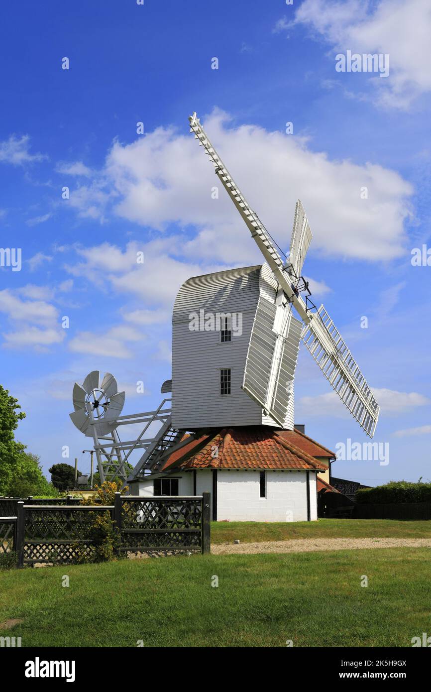 The Post Mill windmill at Thorpeness village, Suffolk, England, UK ...
