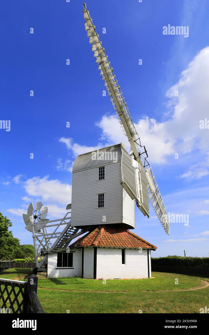 The Post Mill windmill at Thorpeness village, Suffolk, England, UK ...