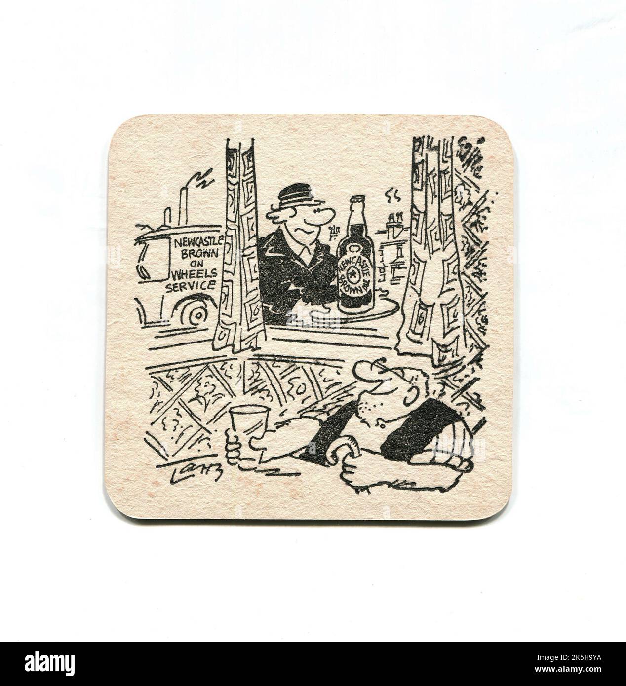 A vintage beer mat promoting the English beer, Newcastle Brown Ale ...