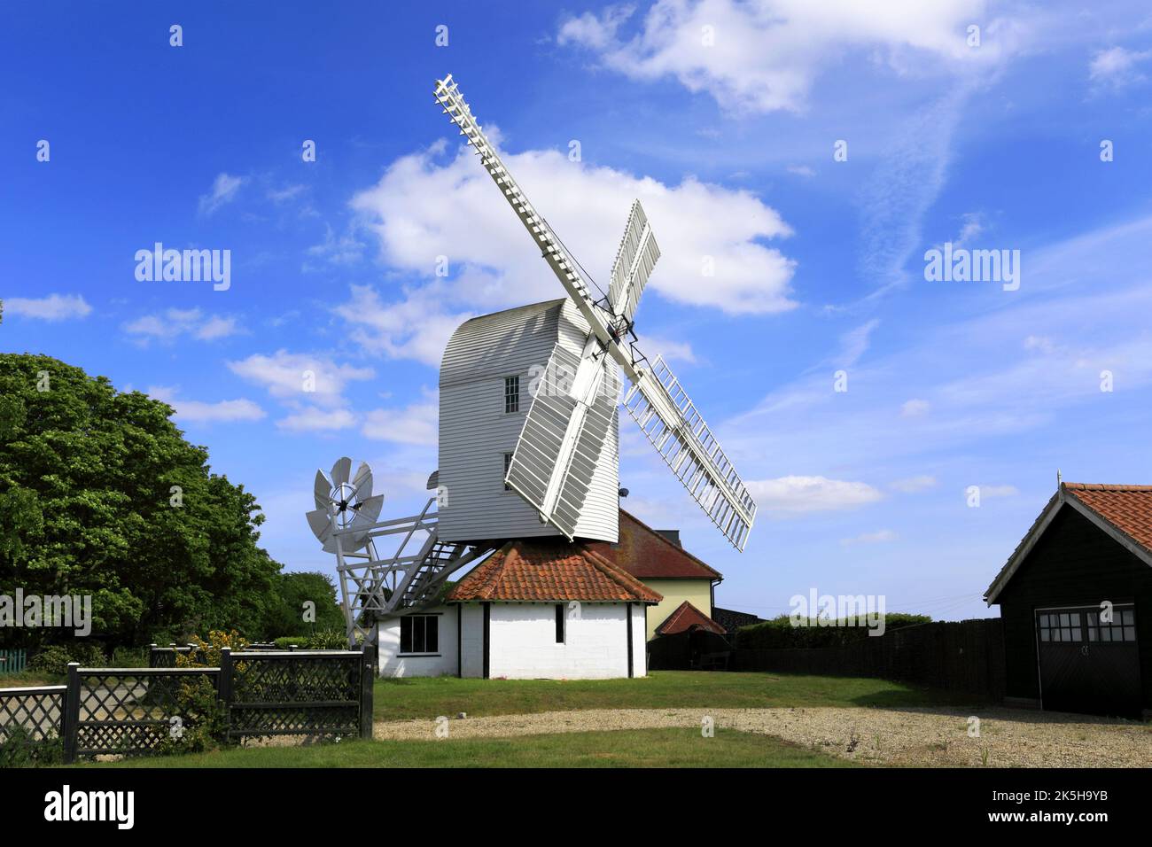 The Post Mill windmill at Thorpeness village, Suffolk, England, UK ...