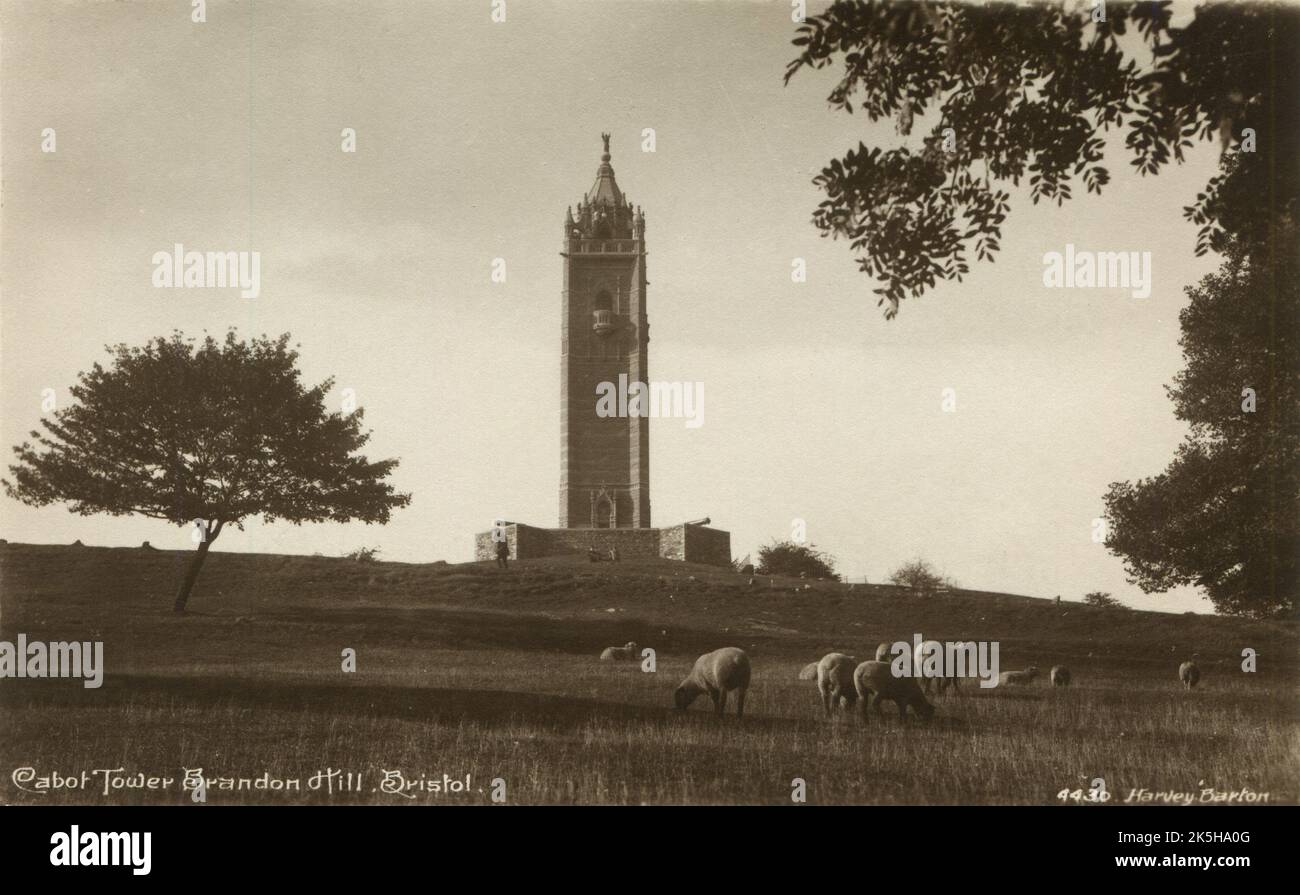 An antique postcard entitled “Cabot Tower, Brandon Hill, Bristol ... An antique postcard entitled “Cabot Tower, Brandon Hill, Bristol ...
