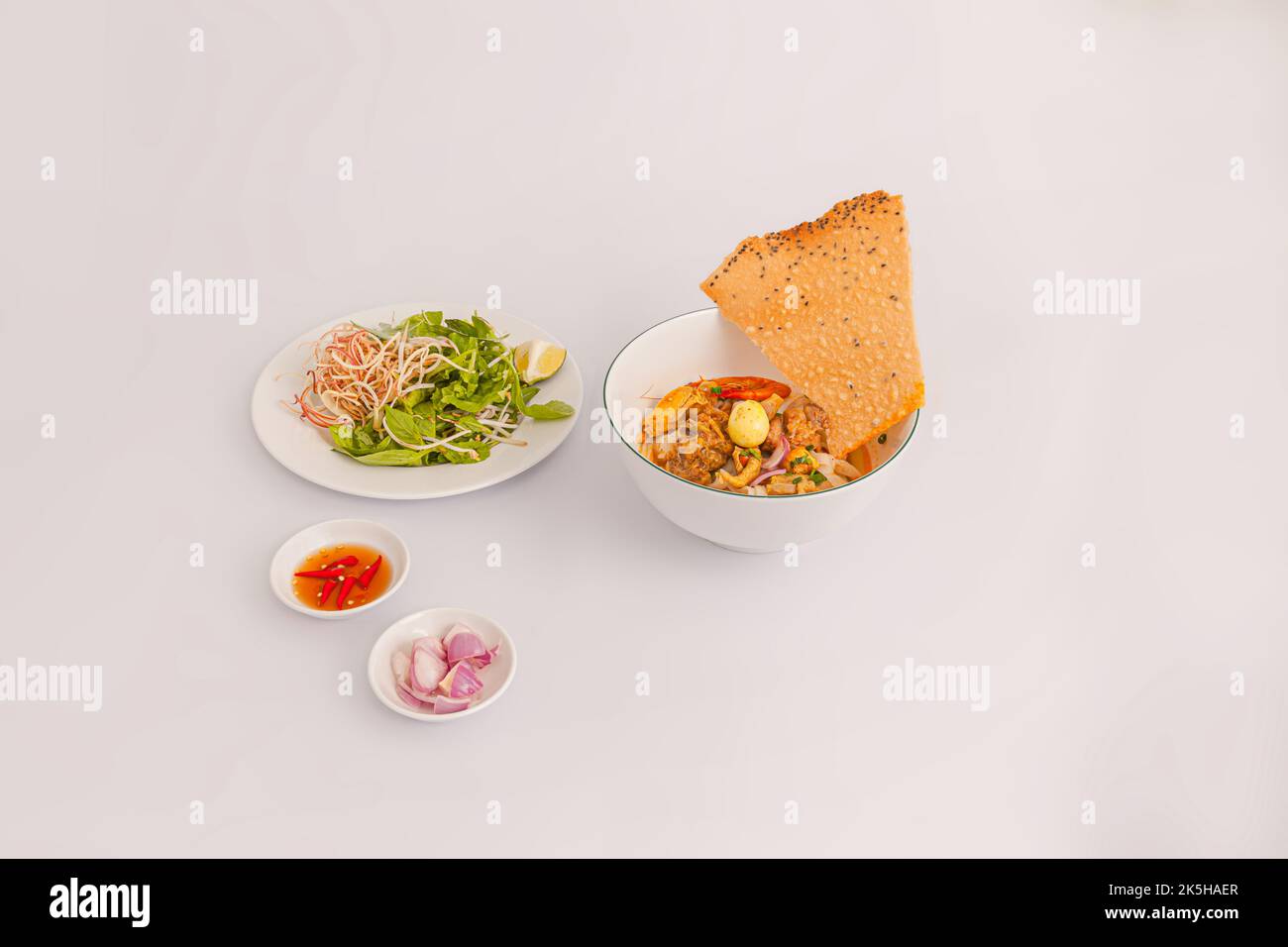 Mi Quang, Vietnamese rice noodles with meat, chicken stock, shrimp, egg ...