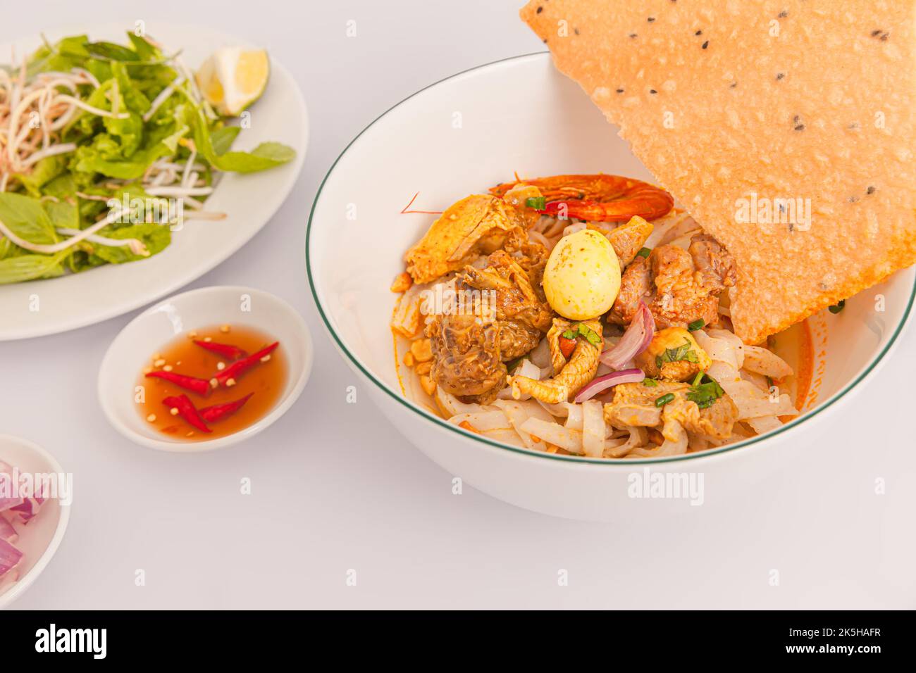 Mi Quang, Vietnamese rice noodles with meat, chicken stock, shrimp, egg ...