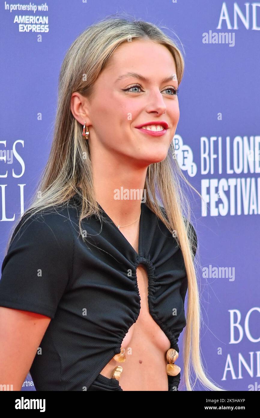 London, UK. 8th Oct 2022. Madie PLT brave to show off her flat chest arrive at the BARDO (False ...