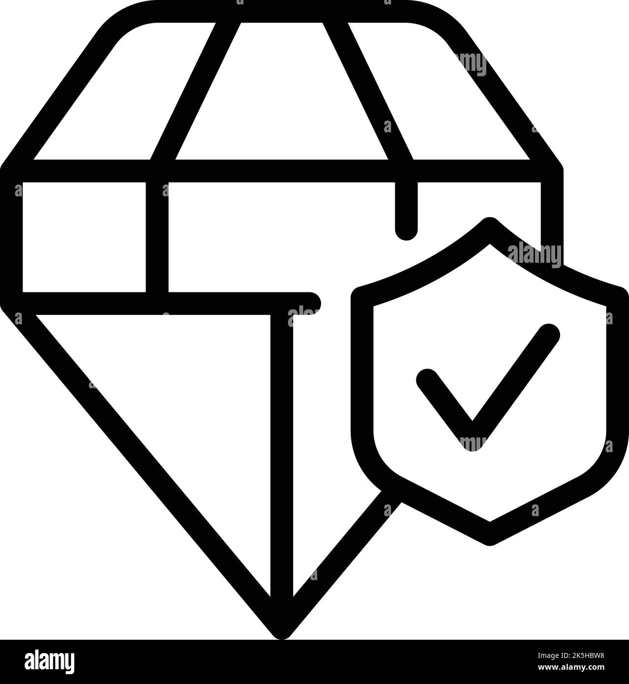 Approved diamond icon outline vector. Tooth gem. Dental healthy Stock ...