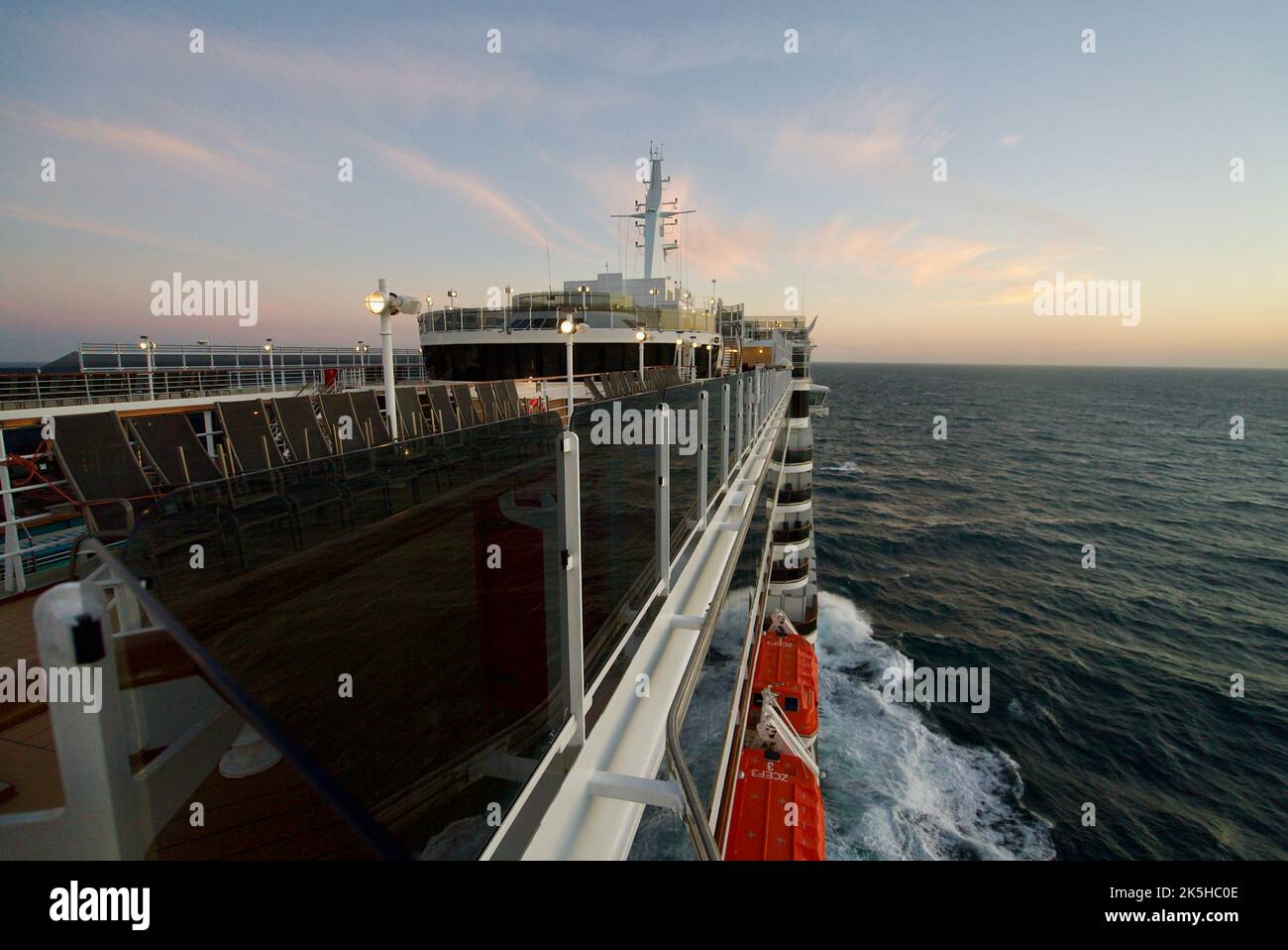 Queen Victoria cruise ship, the view from the top, deck 9, overlooking ...