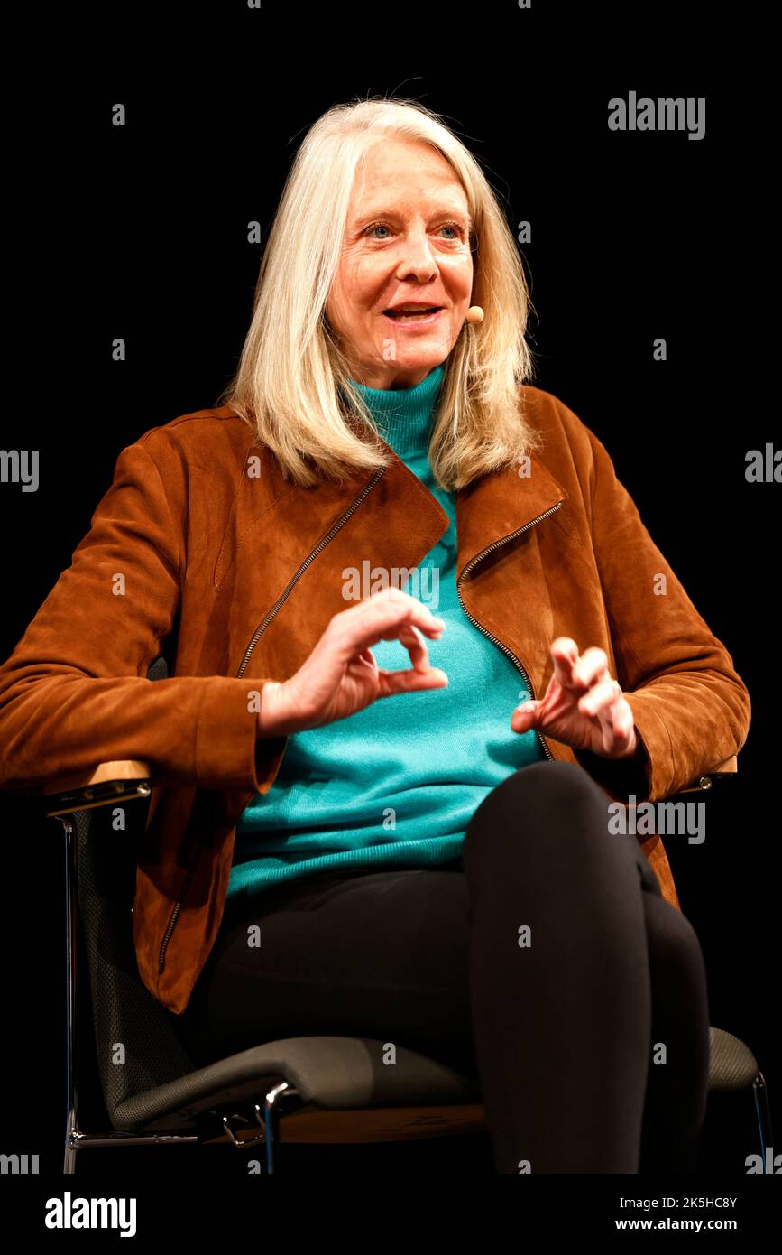 Cologne, Germany. 08th Oct, 2022. Bonnie Garmus, U.S. author sits on ...