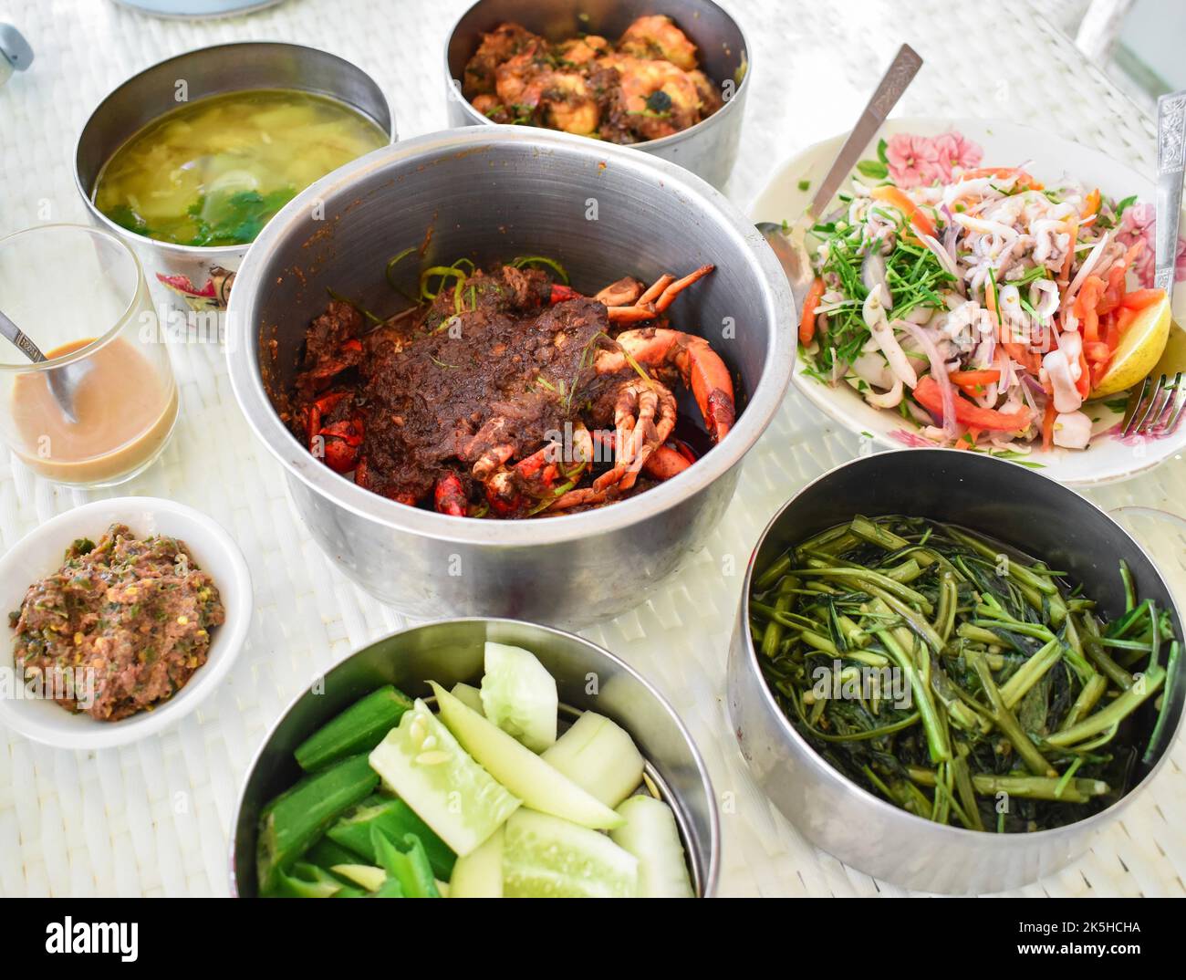 Myanmar traditional seafood curry recipes in Chaugtha beach. Delicious ...