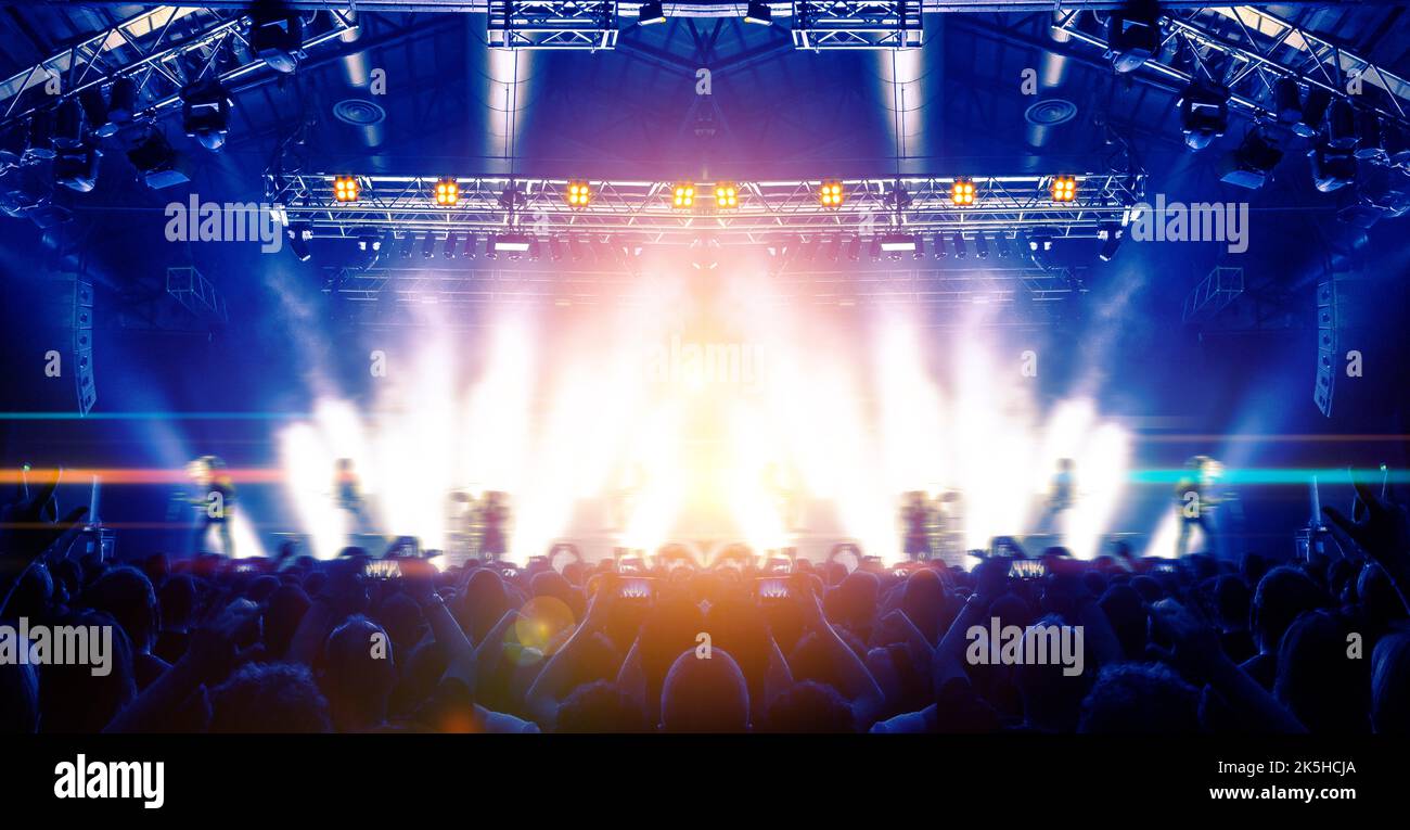 Concert stage from the crowd point of view Stock Photo - Alamy