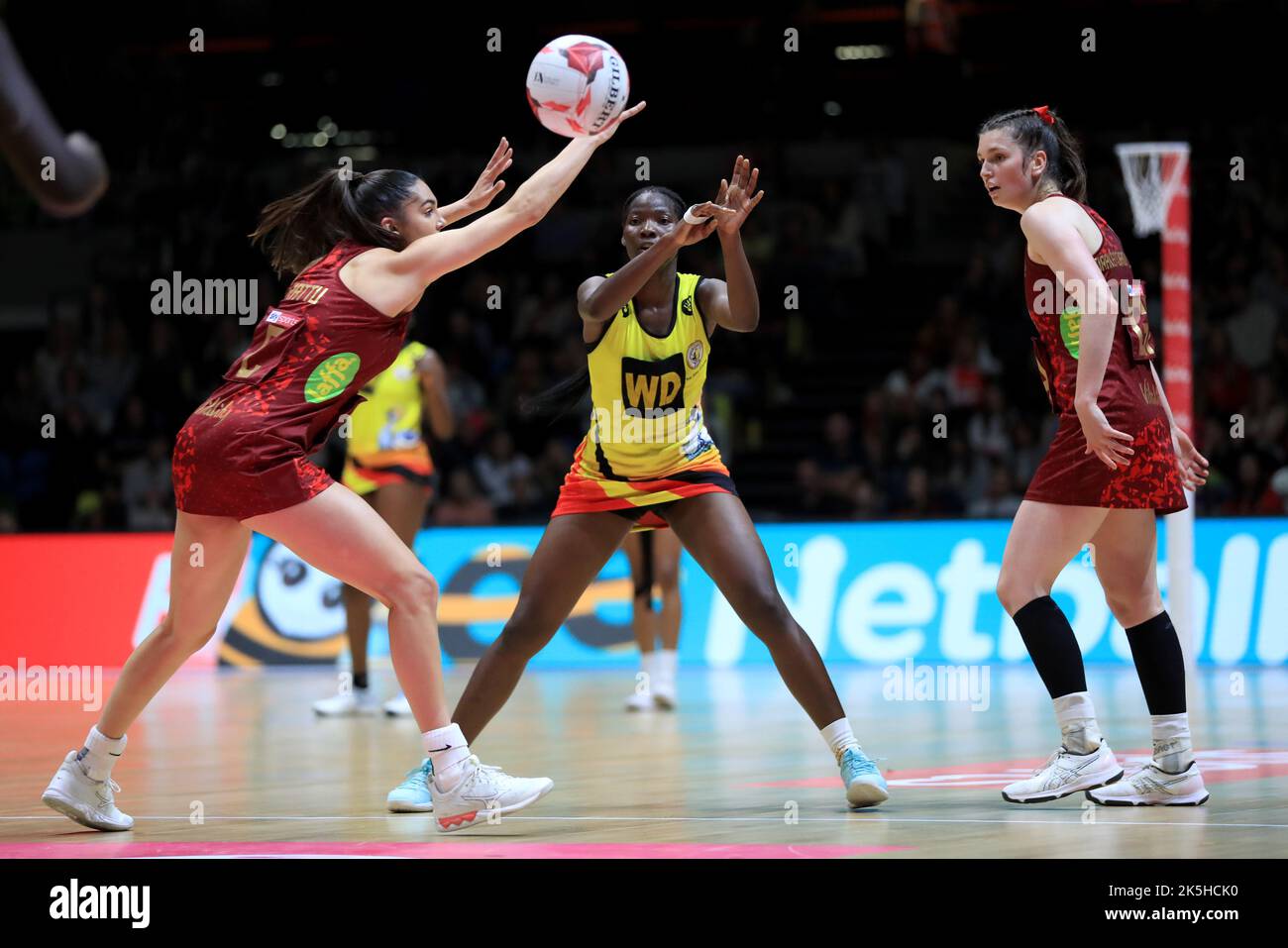 England’s Ellie Rattu in action during the Vitality netball at the ...