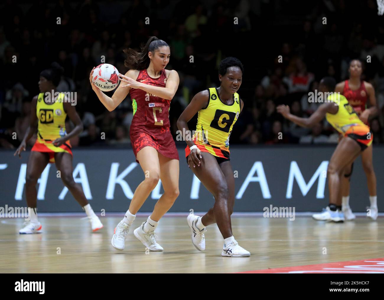 England’s Ellie Rattu in action against Uganda She Cranes' Margret ...