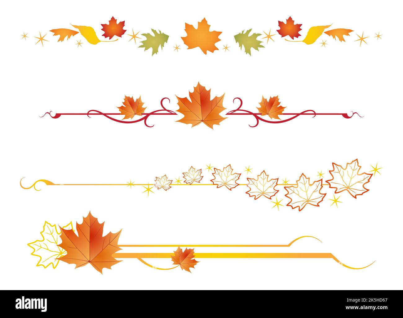 A set of Autumn leaves themed divider lines Stock Vector Image & Art ...