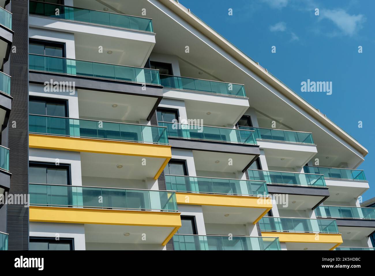 Part of a modern residential flat exterior of an apartment building ...