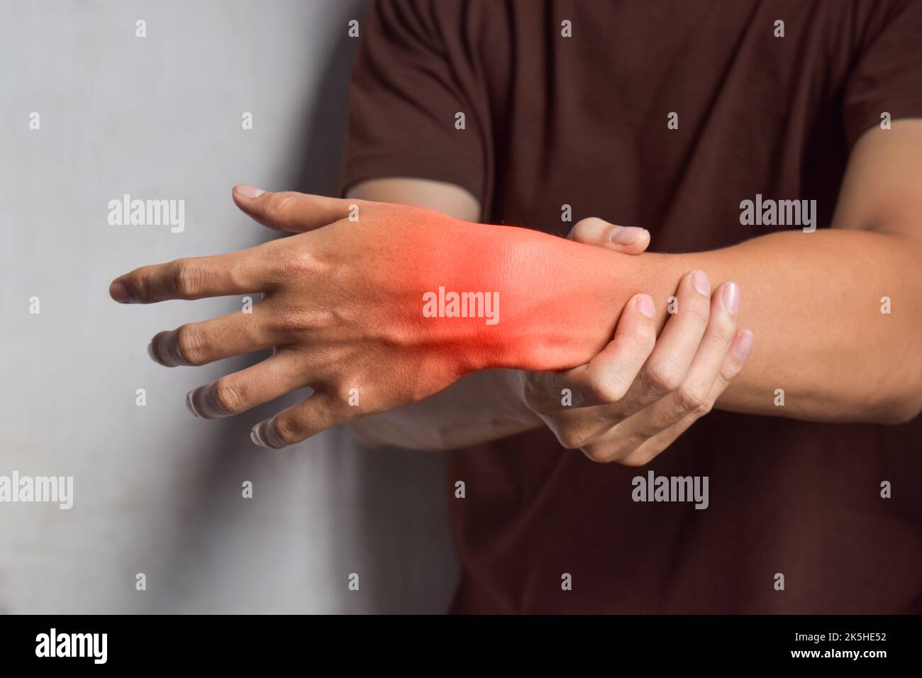 Inflammation of wrist joint. Concept of joint pain or osteoarthritis ...
