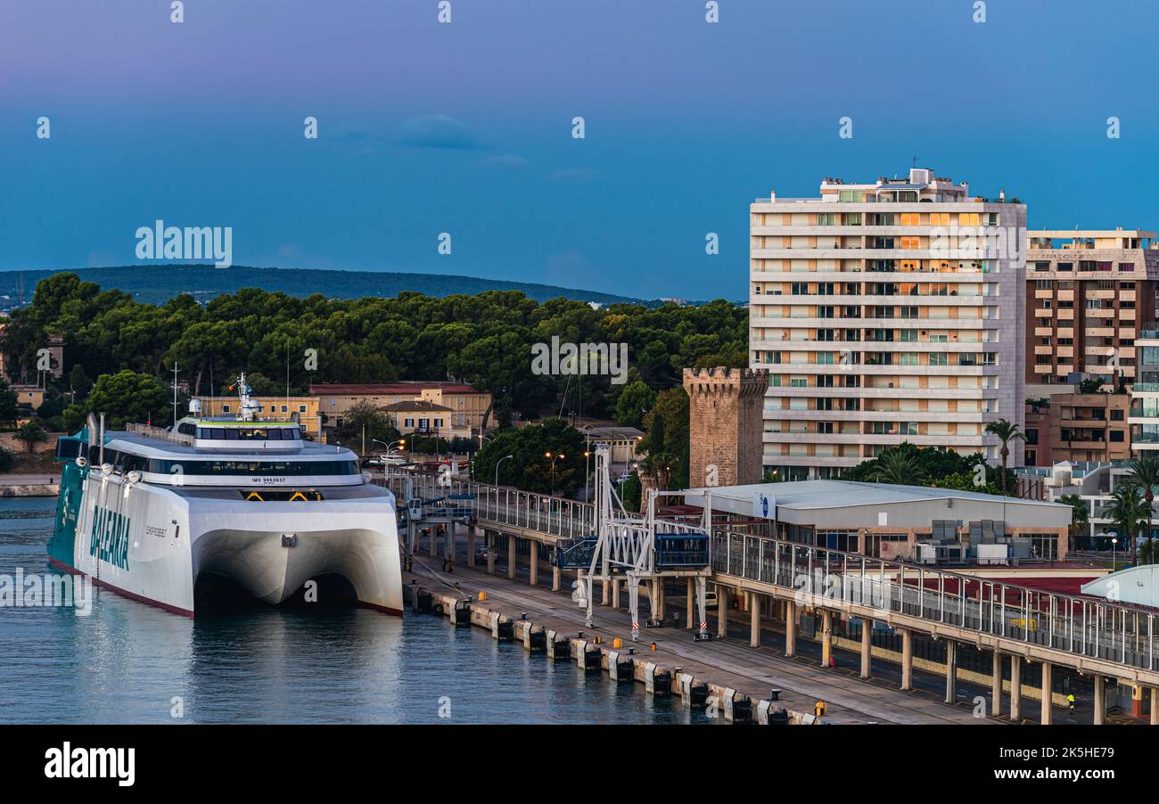 Sunrise over Marina and Port of Palma De Mallorca, Spain Stock Photo ...