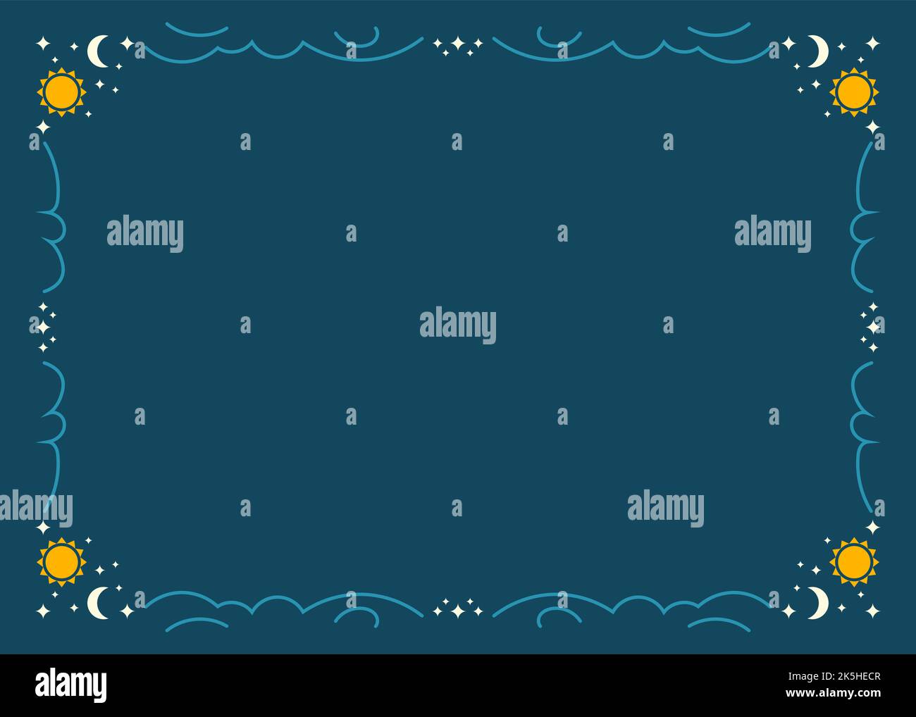 Elegant rectangular frame with sun, moon and stars. Festive design ...