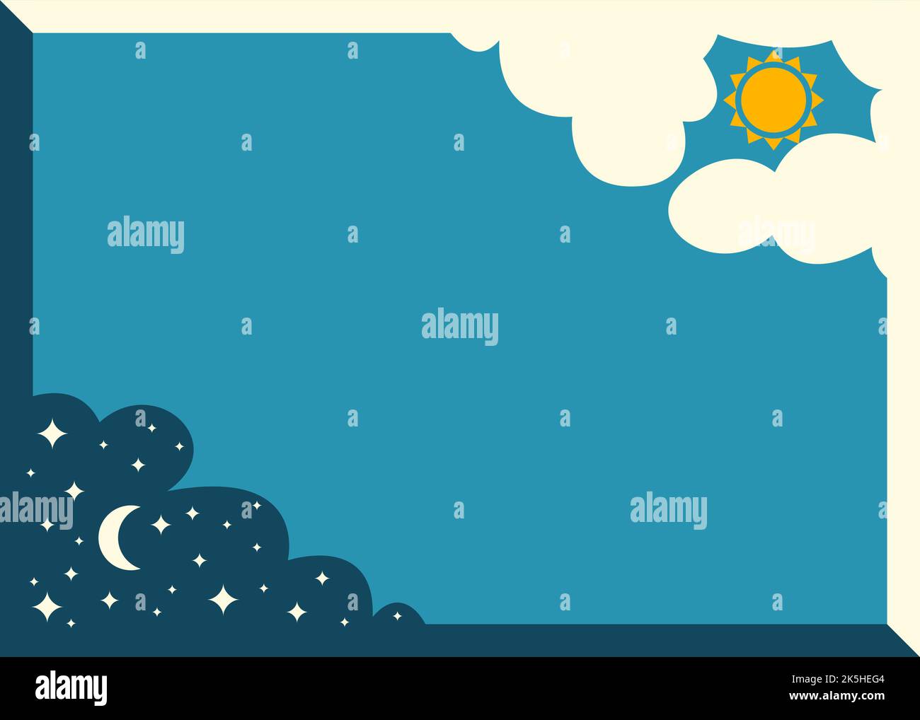 Elegant rectangular frame with sun, moon and stars. Festive design ...