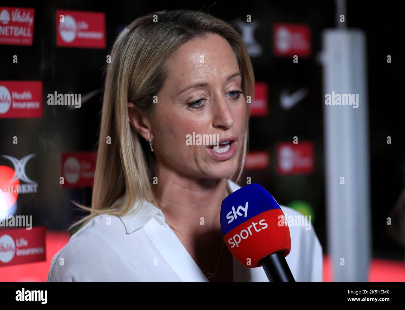 England Vitality Roses head coach Jess Thirlby during a post match ...
